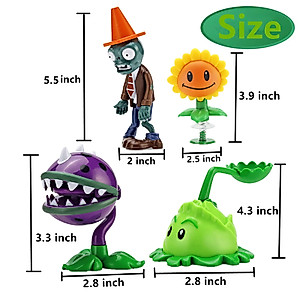 JHESAO 4 PCS Plants and Zombies Toys Action Figures Zombies PVZ Toys Set 1 2 Series Great Gifts for Kids and Fans,Birthday and Christmas Party