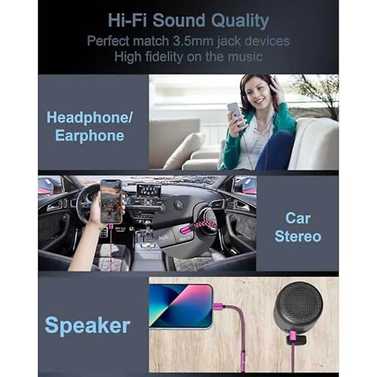 [Apple MFi Certified] 2Pack iPhone Headphone Adapter, Lightning to 3.5mm Headphone Audio Aux Jack Adapter iPhone Dongle Car/Home for iPhone 14 13 12 11 Pro Max Plus Mini XR XS 8