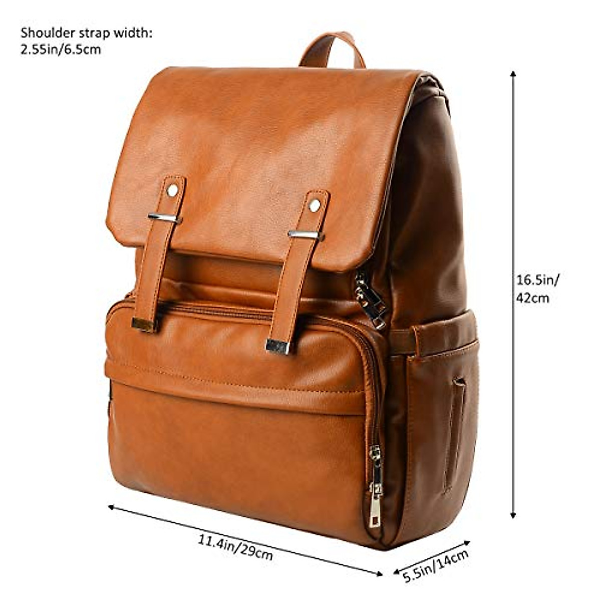 KZNI Leather Diaper Bag Backpack, Nappy Bag Baby Bags for Mom Unisex Maternity Diaper Bag with Stroller Hanger|Thermal Pockets|Adjustable Shoulder Straps|Water Proof| LargeCapacity (Brown)