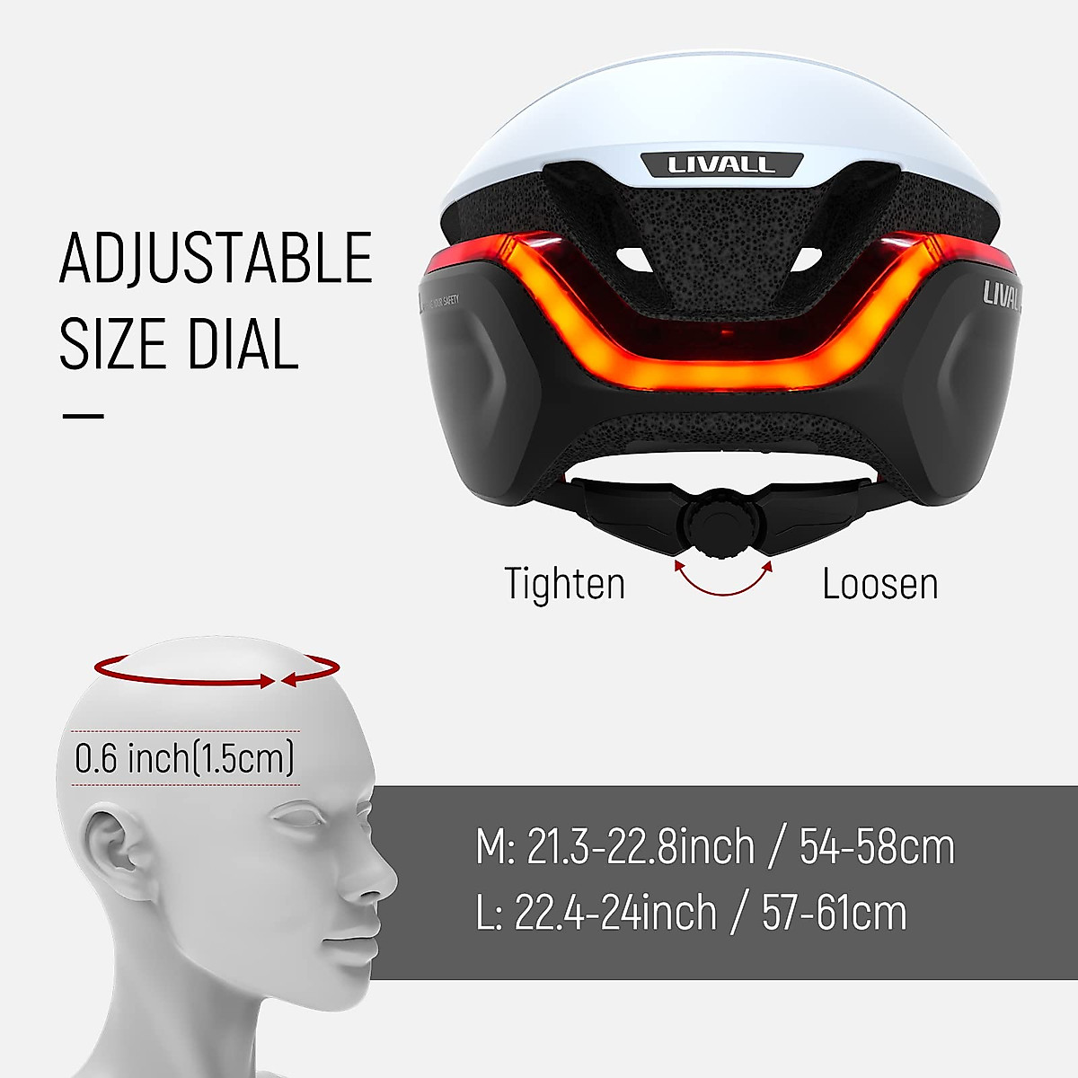 LIVALL EVO21 Smart Bike Helmet with Light, Smart Helmet with Wide-Angle Light | Turn Signals | Brake Warning Light | Fall Detection, Bike Helmets for Men Women, Bicycle Helmet for Urban Commuter