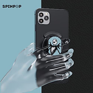 Tim Burtons The Nightmare Before Christmas Jack and Sally Slim Grip for Phone- Ultra Slim Phone Grip Finger Holder with Pop Up Mode Doubles as Phone Stand- Jack Skellington Phone Holder for Hand