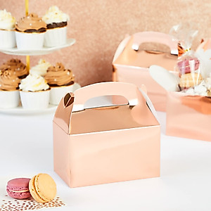 Juvale 24 Pack Rose Gold Gable Boxes for Baby Shower, Wedding, Birthday Themed Party Favors (6.2 x 3.5 x 3.6 In)