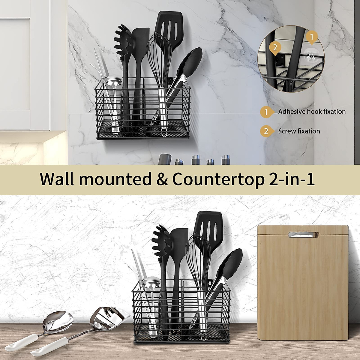 pelreame,kitchen utensil holder,utensil holder,kitchen utensil organizer,utensil organizer,cooking utensil holder,utensil holder for kitchen counter,utensil caddy,black utensil holder,Wall mountable
