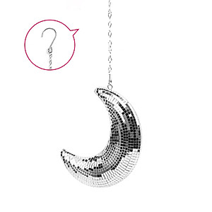 Valentines-Day Gift Disco Ball Moon-Shaped - Disco Balls Decor for Party,Room,Home,Bar,Hanging Disco Decor Retro-Reflective Disco Ball Lights Funky Home Decor(8 inch)