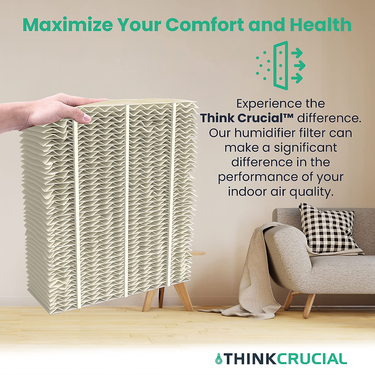 Think Crucial Replacement Humidifier Paper Wick Filters Compatible with Aircare Part # 1043 & Models EP9500,EP9700,EP9800,EP9R500,EP9R700,EP9R800 - Essick: 821000,826000,831000,SS390DWHT - 2 Pack