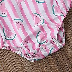 Baby Girl Watermelon Sleeveless Tassel Romper Bodysuit Jumpsuit Outfit Pompom Clothes (12-18M, Pink 2)