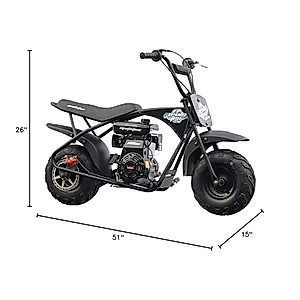 MotoTec 105cc 3.5HP Gas Powered Mini Bike, Black, (MT-MiniBike-105cc_Black)