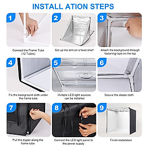 ZKEEZM Photo Studio Light Box Photography 32"x32" with 100 LED and 6 Colors Backdrops Photo Box with Lights, Foldable Picture Box for Product Photography with 6500K Brightness