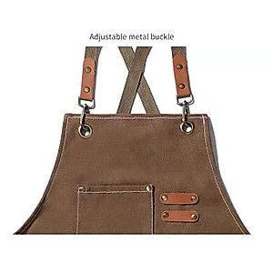 Cotton Canvas Apron for Artists Painting,Chef Apron with Cross Back Straps for Men Women, Kitchen Cooking (Black)