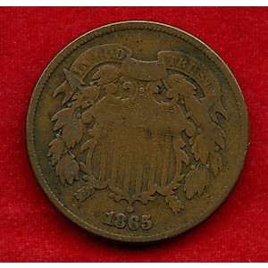 1865 U.S. Civil War Era Two-Cent Piece Coin