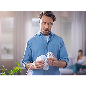 Philips AVENT Double Electric Breast Pump Advanced, with Natural Motion Technology, with Clear Natural Response Baby Bottles, White Pump, Gray Bag, Pouch, and Belt, SCF394/62