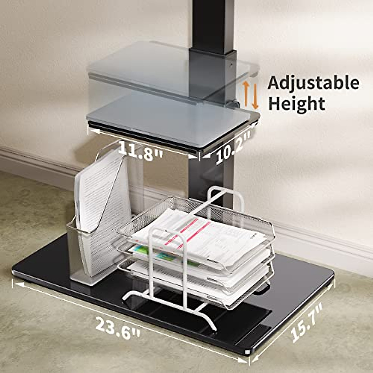 75 Inch TV Stand with Mount, Height Adjustable Swivel Floor TV Stand with Shelves for 32 37 43 49 50 55 60 65 70 75 inch LCD LED TVs, TV Stand for Bedroom, Living Room & Corner