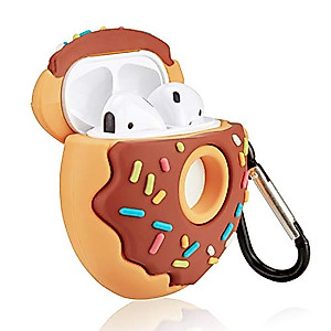 Mulafnxal for Airpods 1&2 Case, Cute 3D Funny Cartoon Food Soft Silicone Protective Airpod Cover, Stylish Fun Cool Design Shockproof Skin, Fashion Cases for Girls Kids Teens Boys Air pods (Donuts)