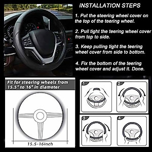 Valleycomfy Microfiber Leather Steering Wheel Cover Large-Size for F150 F250 F350 Ram 4Runner Tacoma Tundra Range Rover Model S X with 15 1/2 inches-16 inches Outer Diameter (Black)