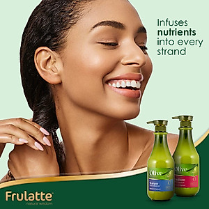 Frulatte Pure Olive Oil Clarifying Shampoo and Conditioner Set - Creamy Hydration Formula Enriched with Shea and Argan Oil for Dry, Damaged & Frizzy Hair Repair - Hair Growth Products for Women & Men