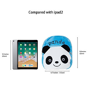 Kids Small Backpack Set - Animal Plush Backpack For Kids - Cute & Functional With Fun Accessories - Includes Cartoon Stickers and Mini Color Pencil Tubes - (Blue Panda)