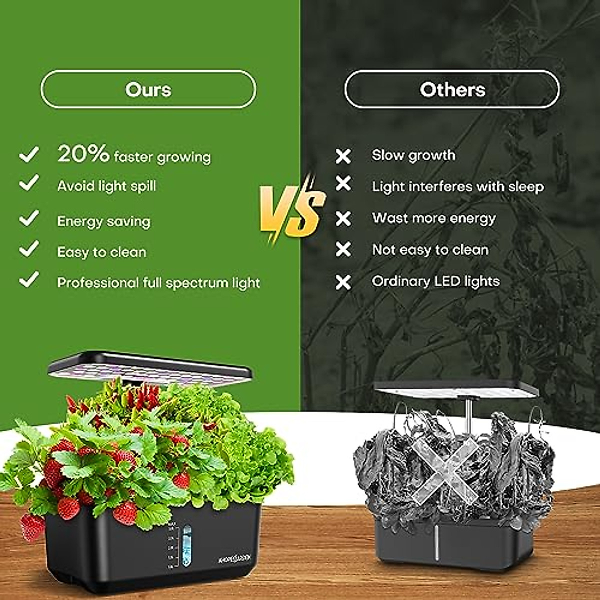 Indoor Garden Hydroponics Growing System: 10 Pods Plant Germination Kit Aeroponic Herb Vegetable Growth Lamp Countertop with LED Grow Light - Hydrophonic Planter Grower Harvest Veggie Lettuce, Black