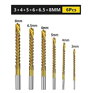 VIEUE Drill Bits 4/6 Piece Cobalt Bit Set Spiral Metric Composite Tap Bit Tap Twist Bit Wood Drill for Cutting Drilling Slotting (Color : 3 4 5 6 6.5 8MM)