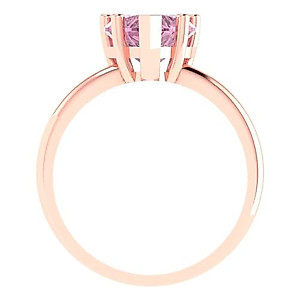 Clara Pucci 2.0 ct Heart Cut Solitaire Pink Simulated Diamond 5-Prong Bridal Designer Anniversary Engagement Ring Real 14k Rose Gold