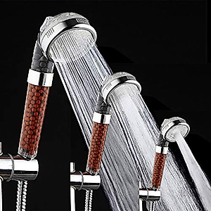 PRUGNA Filter Shower Head with Hose and Shower Arm Bracket, High Pressure & Water Saving Handheld Shower, 3-Settings Filter Showerhead for Dry Hair & Skin SPA