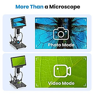 Elikliv EDM201 Pro HDMI Digital Microscope with 10 Inch Stand - 1300X Coin Microscope with Screen, 16MP Resolution, 7" IPS Display, 10 LEDs, TV/Windows/Mac Compatible