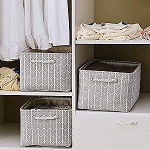 Tegance Storage Baskets Bins for Organizing, Foldable Sturdy Fabric Basket W/Handles, Large Rectangular Decorative Storage Basket for Shelves Nursery Closet Toy Blanket (3 Pack 15.7x11.8x8.3)…