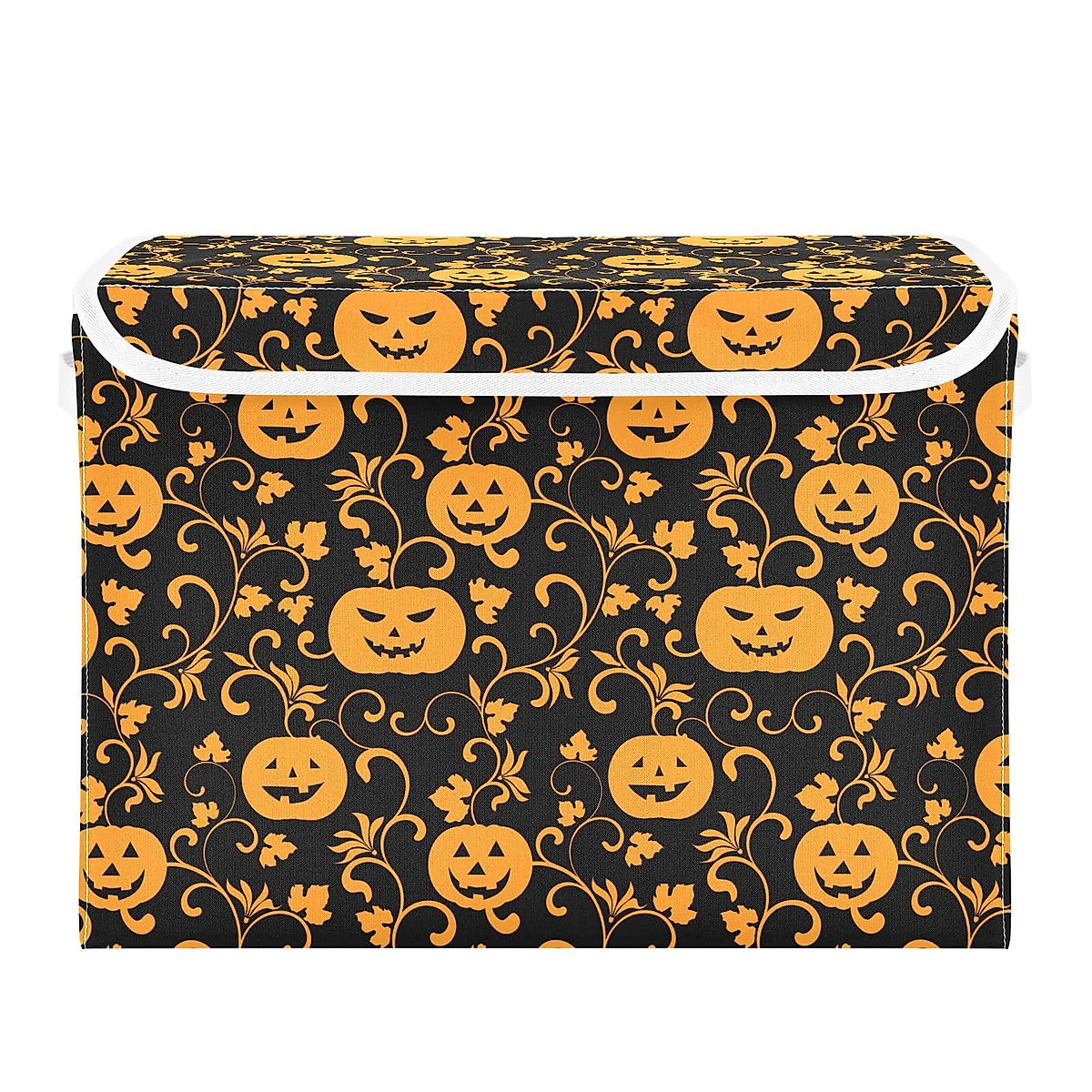 Krafig Foldable Storage Box Large Cube Organizer Bins Halloween Pumpkins Containers Baskets with Lids Handles for Closet Organization, Shelves, Clothes, Toys