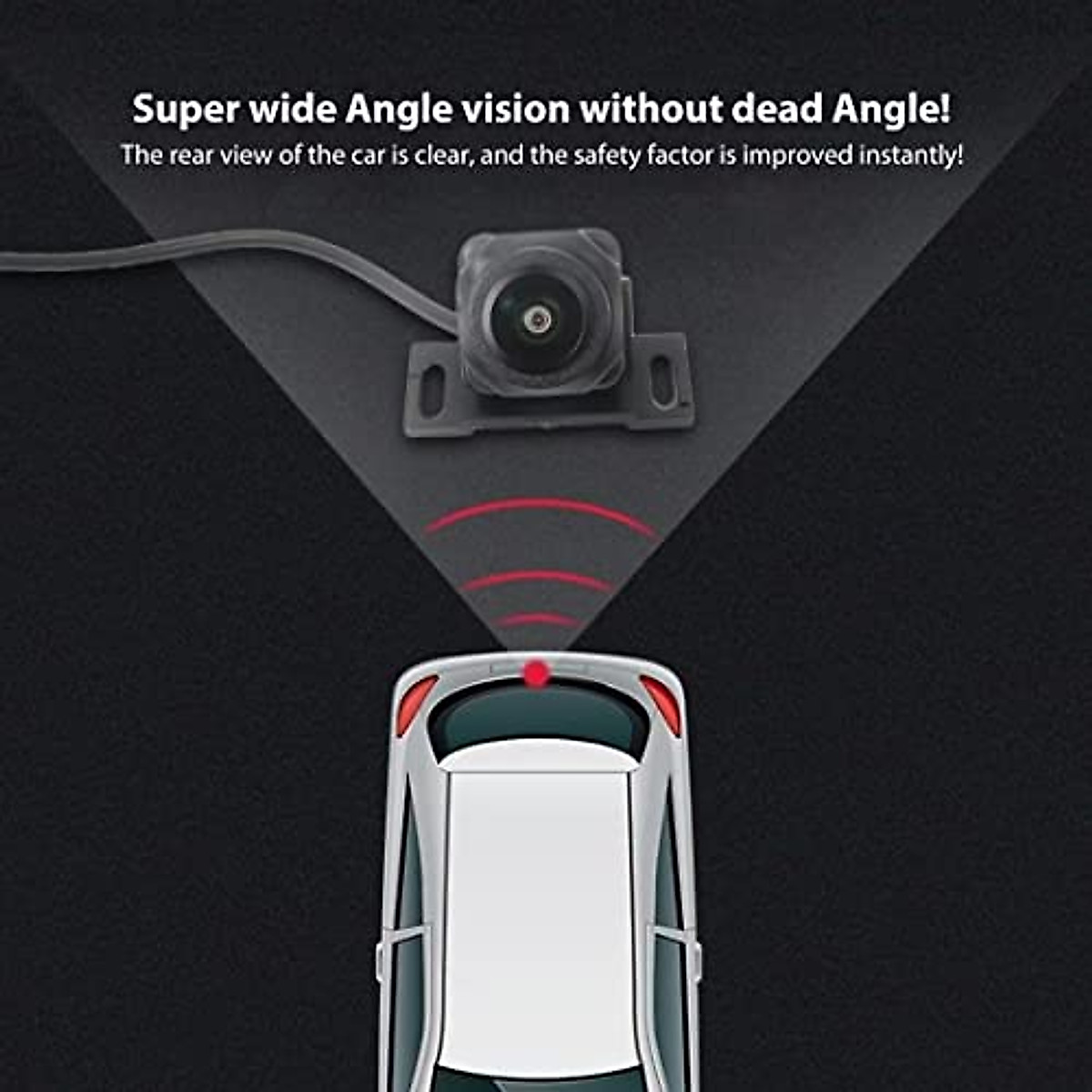 Car Rear View Backup Camera Reverse Wide Angle Night Vision Waterproof Parking Assistance Camera Dynamic Trajectory Guide Line;IP67 Rated Waterproof;High Definiti