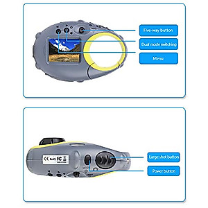 EVTSCAN Toddler Camera, Children Camera High Definition Dustproof Anti‑Fall Cartoon Mini Kid Camera Gray