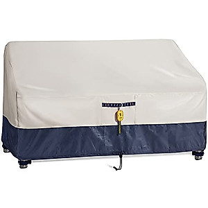 Time Forest Patio Loveseat Covers, 100% Waterproof Patio Furniture Covers, Heavy Duty Outdoor Couch Cover Waterproof, Lawn Garden Outdoor Furniture Covers Waterproof,Fog/Navy 60Wx42Dx30H Inch