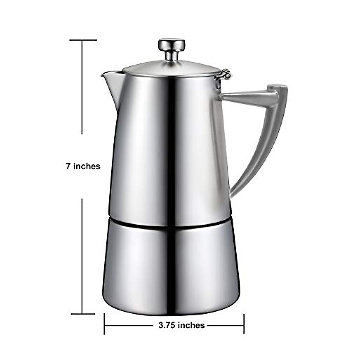 CUISINOX Roma Satin Stainless Steel Moka Pot Stovetop Espresso Maker, 4-Cup (6 oz)