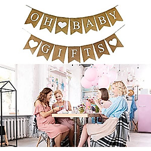Shimmer Anna Shine Oh Baby Burlap Banner and Gifts Burlap Banner for Baby Shower Decorations and Gender Reveal Party
