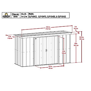Arrow Classic Steel Storage Shed, 10x4, Flute Grey