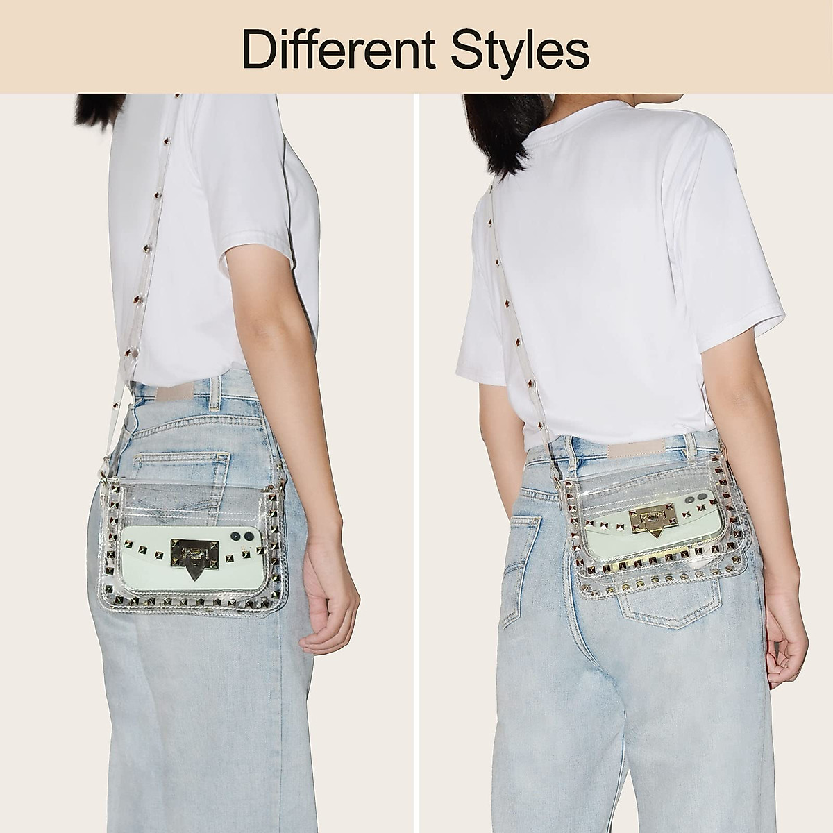 NEW RUICHENG Clear Purse for Women, Clear Crossbody Bag, handbag, shoulder bag with silver chain strap PGA stadium certification bag(silver)