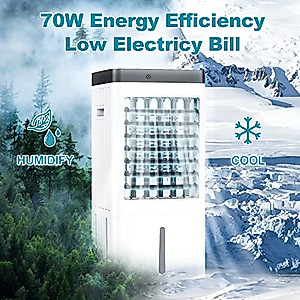 Portable Air Conditioners, 3-IN-1 Evaporative Air Cooler 2.64 Gallon Water Tank, 90° Oscillation Tower Fan, Remote, 3 Speeds, Timer, Personal AC Cooling & Humidifying, Windowless Portable AC for Room