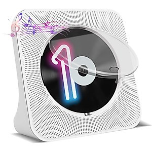 Portable CD Player - Homlab Bluetooth Desktop CD Player with Speakers, Dust Cover, FM Radio, Anti-Skip Protection, Music Player Home Audio Boombox with LCD Display, Remote, Aux Input