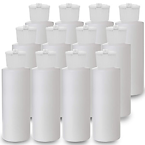 CLANRIZA Plastic Cylinder Bottles with Flip Top Pour Spout - Reusable Plastic Bottles Premium Quality - Clear Cylinder Bottles for Any Liquid Products (Pack of 12)