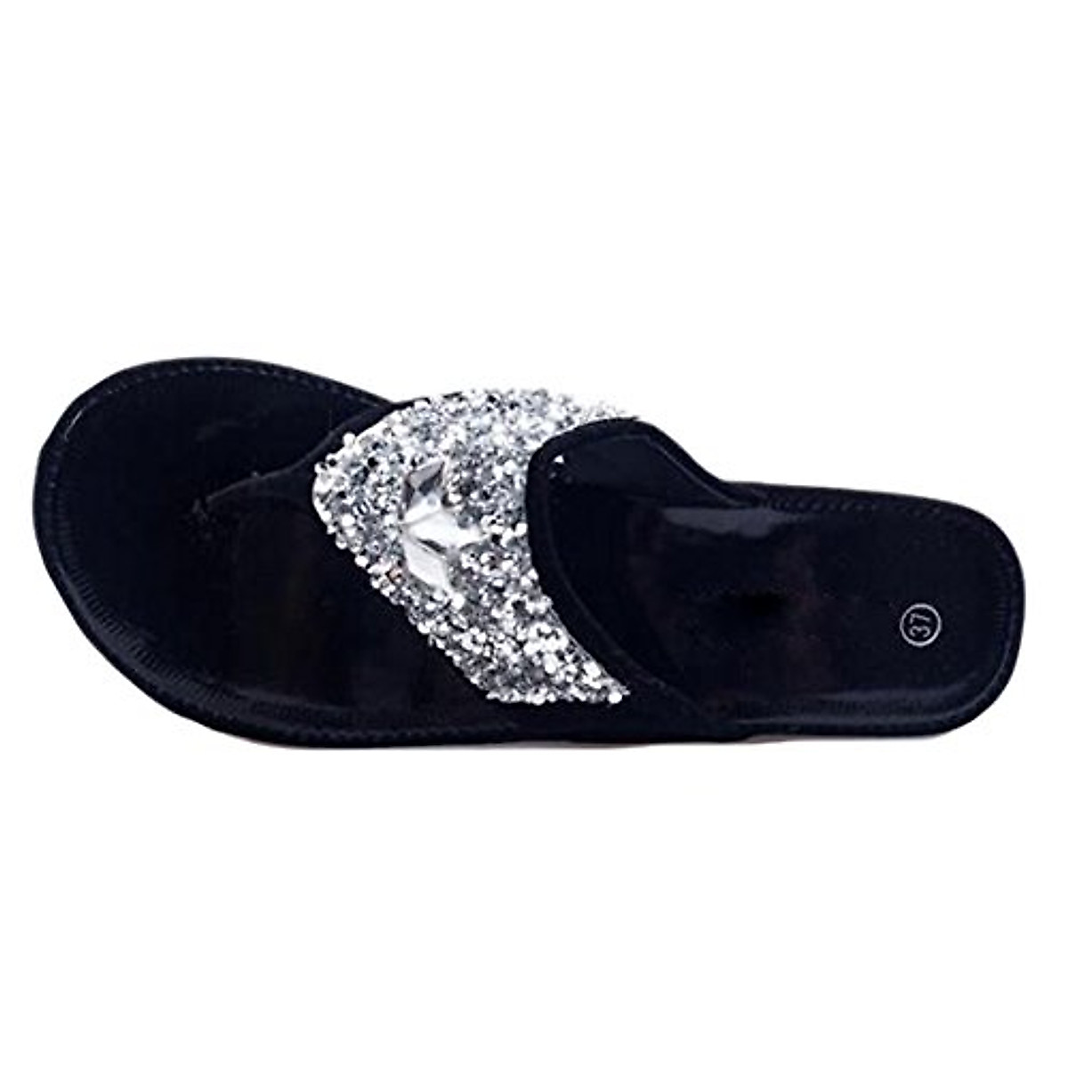 COVOYYAR Women's Summer Beach Casual Thong Shoes Platform Sandals Flip Flops (7.5, Black)