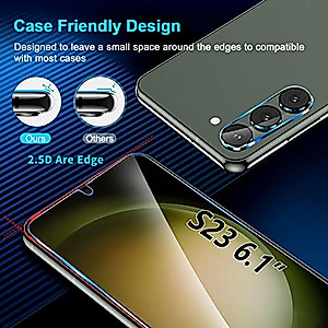 [3+3 Pack] for Samsung Galaxy S23 Screen Protector, 9H Tempered Glass, Ultrasonic Fingerprint Compatible, HD Clear Case Friendly for Samsung S23 Glass Screen Protector 5G