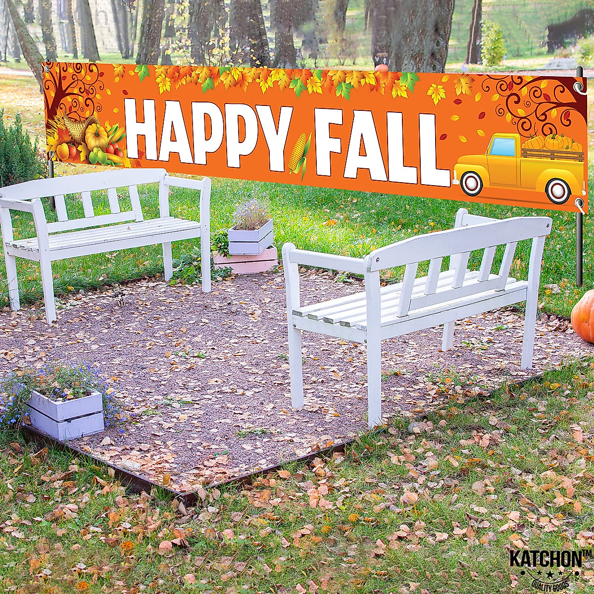 Decorate Fall Outdoors with KatchOn Happy Fall Yard Banner