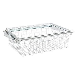 Rubbermaid Configurations Sliding Basket for Closet Drawer Organization, Sturdy Slide Out Basket, White