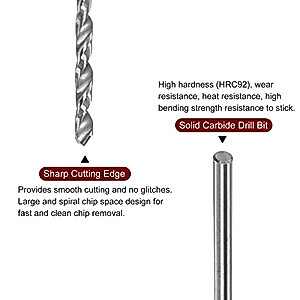 HARFINGTON Solid Carbide Drill Bit 1.25mm C3/K10 Tungsten Carbide Precision Mini Micro Straight Shank Twist Drill Bit for Stainless Steel Metal Plastic Wood