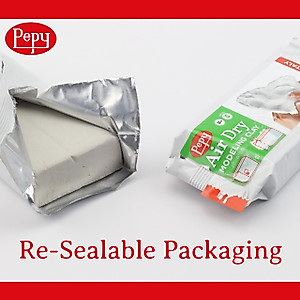 Pepy Premium European Air Dry Modeling Clay White 2.2 lb Bar, Easy to Use Air-Hardening Clay for Sculpting and Crafts Projects