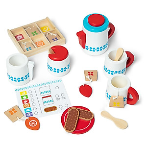 Melissa & Doug 22-Piece Steep and Serve Wooden Tea Set - Play Food and Kitchen Accessories | Play Tea Set, Pretend Play Tea Set Toy For Kids Ages 3+
