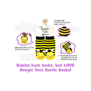 Playful Zebra Boogie Toes Rattle Sock, 1-Pair (0-1Y) Rattles Foot Finder, Rattle Sock Baby Toddler Toy, Present Gift for Newborn Infant Babies Boy Girl Bebe