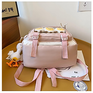 TULDYS Kawaii Backpack with Cute Accessories Aesthetics Bookbag (Pink)