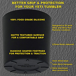 Silicone Boot Sleeve Protector for 20oz, 26oz, 30oz Yeti Rambler Tumbler Cups and 32oz Hydro Flask Tumbler (Smoke)
