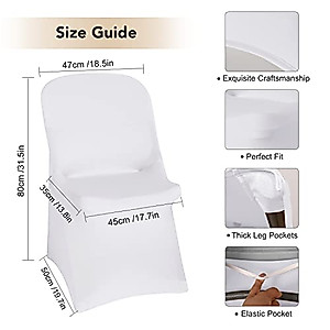Obstal 10Pcs White Chair Covers for Party Folding Chair - Universal Fitted Chair Slipcovers Protector for Wedding, Banquet, Holiday, Celebration (White, 10 Packs)
