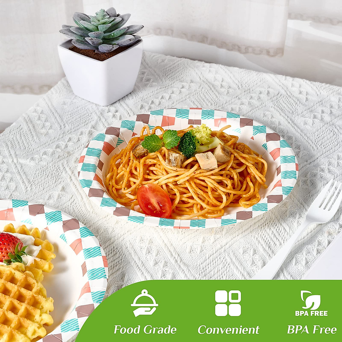 FOCUSLINE 10 inch Paper Plates, Disposable Paper Plates 10 inch Bulk 160 Count, Soak-Proof & Cut-Proof Bulk Paper Plates for Parties, Picnic and Family Gatherings.