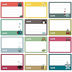 600Pcs Daycare Labels, Removable Write On Baby Food and Bottle Date Labels for Day Care, 12 Animal Designs Cute Stickers, 1.7 x 1.2 Inches